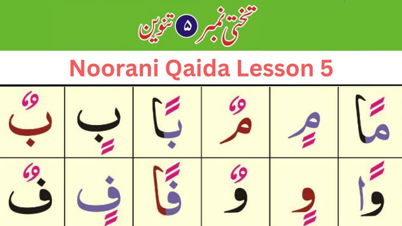 Noorani Qaida Lesson 5 Full in Urdu/Hindi | Youtube Quran Classes ...