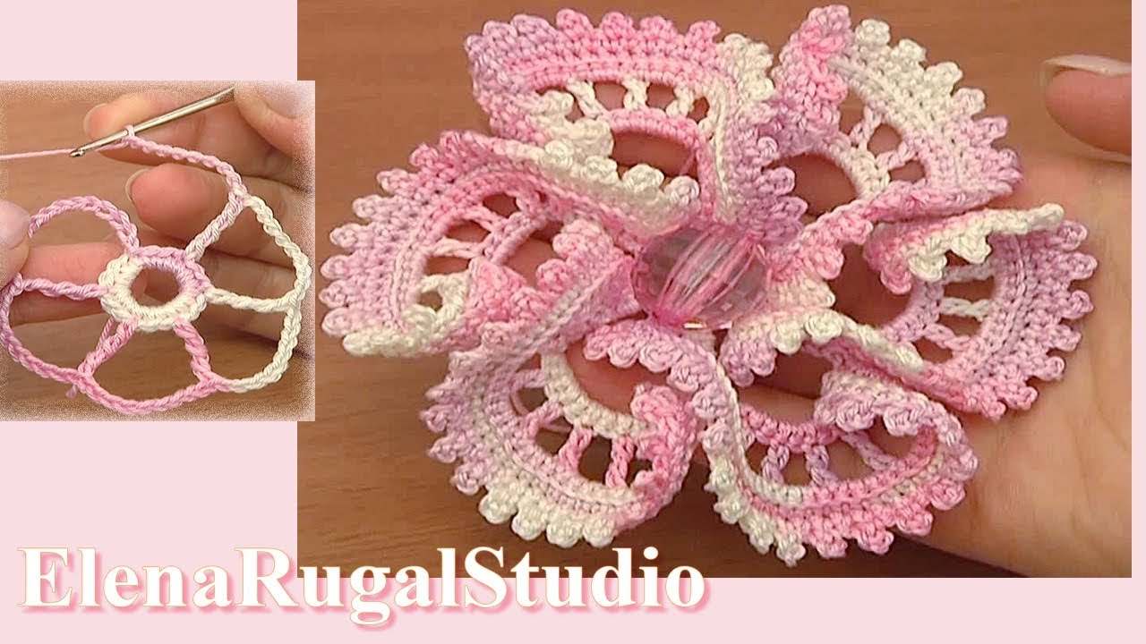 Crochet 3D Flower Tutorial - YouTube