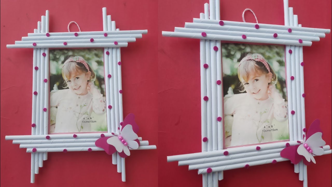 How to make Easy paper photoframe at home/Easy white paper picture ...