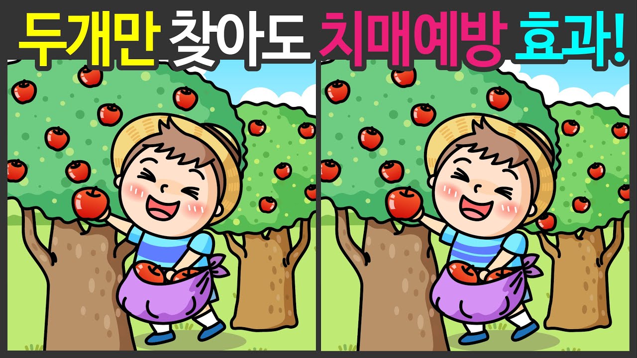 【다른그림찾기】두개만 찾아도 치매예방 효과 두뇌운동 두뇌훈련 인지력 집중력 관찰력 기억력 강화 두뇌게임【틀린그림찾기치매