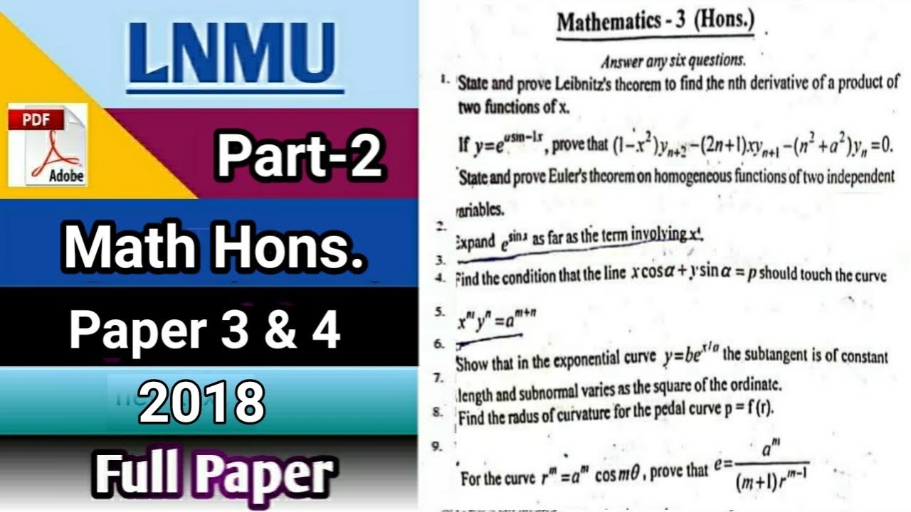 Lnmu bsc part 2 math honours paper 2018 - YouTube