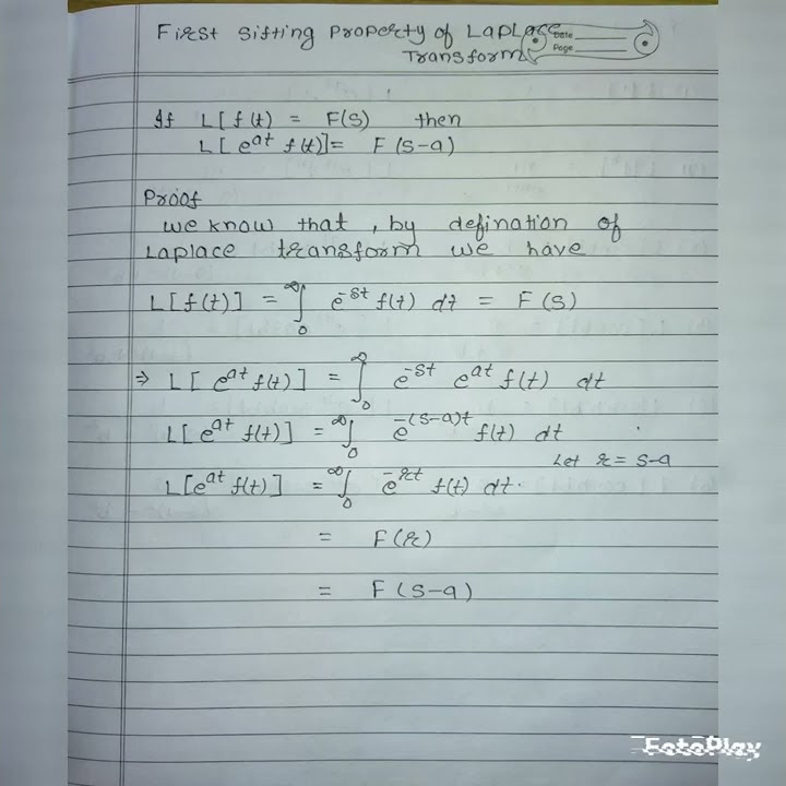 First shifting Theorem of laplace transform proof notes pdf - YouTube