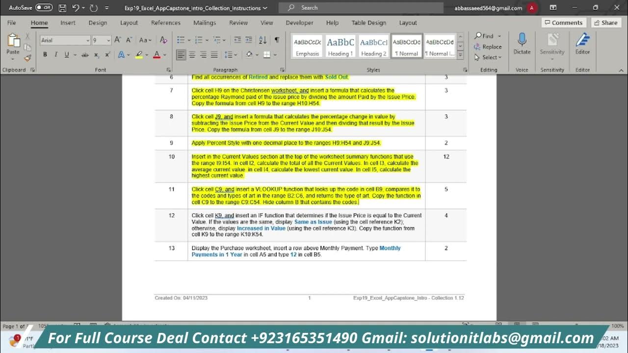 Exp19_Excel_AppCapstone_Intro_Collection| Complete Solution 100%| exp19 excel app intro |100% ...