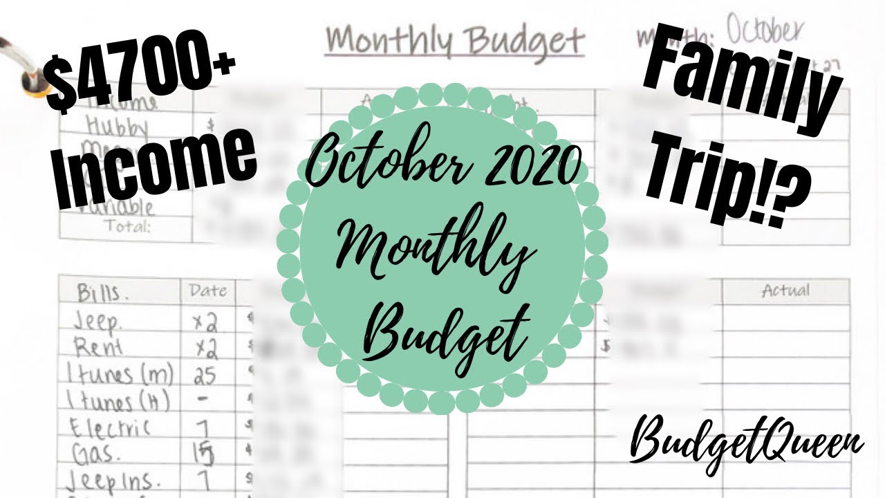 OCTOBER 2020 MONTHLY BUDGET | BUDGET WITH ME - YouTube