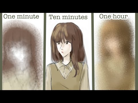Drawing a portrait in one hour , ten minutes, and one minute (drawing ...