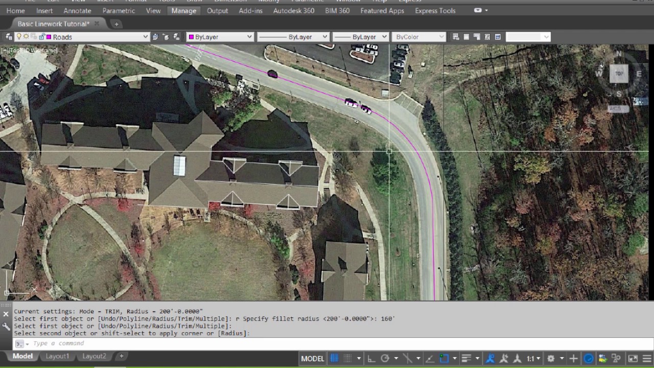 Creating Linework for Roadways in AutoCAD - YouTube