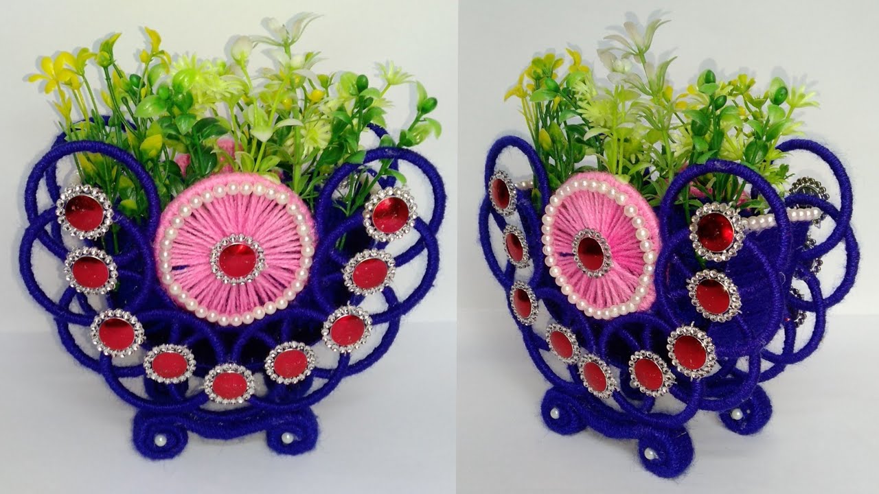 DIY EASY BANGELS FLOWER VASE CRAFT IDEA/WOOLEN FLOWER VASE/BEST OUT OF ...