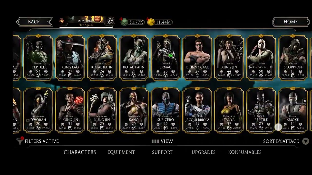 My MKX account characters and talent tree setup - YouTube