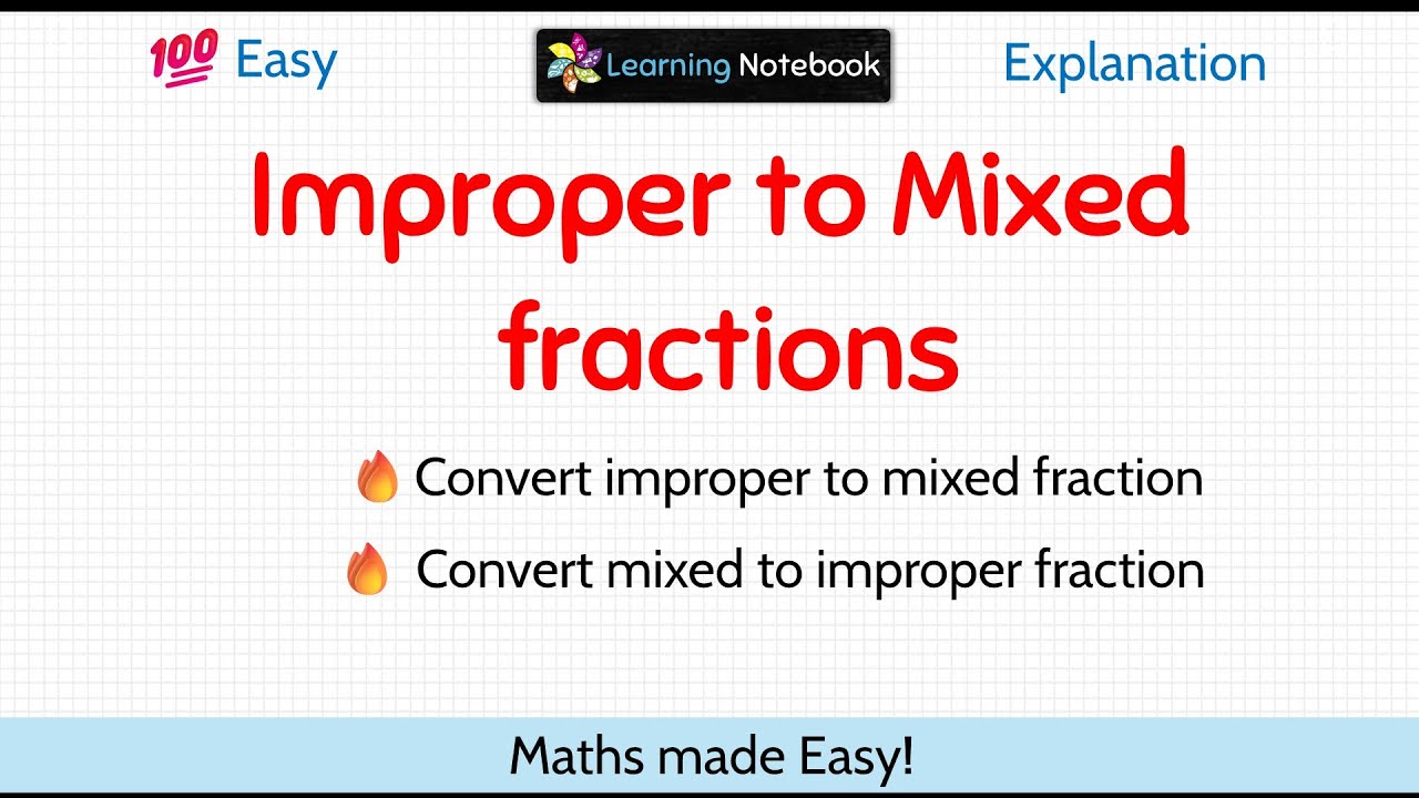 Improper Fractions To Mixed Fractions Class 4 Maths YouTube improper-fractions-to-mixed-fractions-class-4-maths-youtube