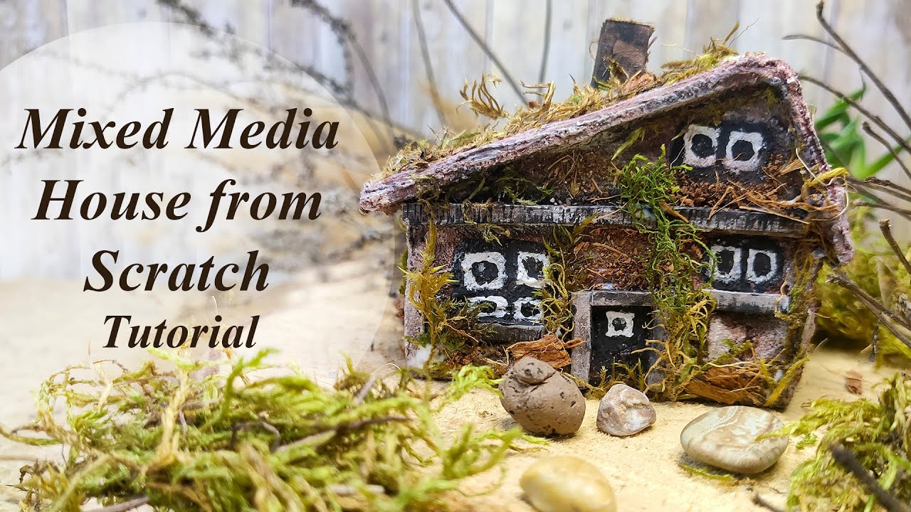 Mixed media DIY house from scratch. Tutorial/ МіксмедіабБудиночок з ...