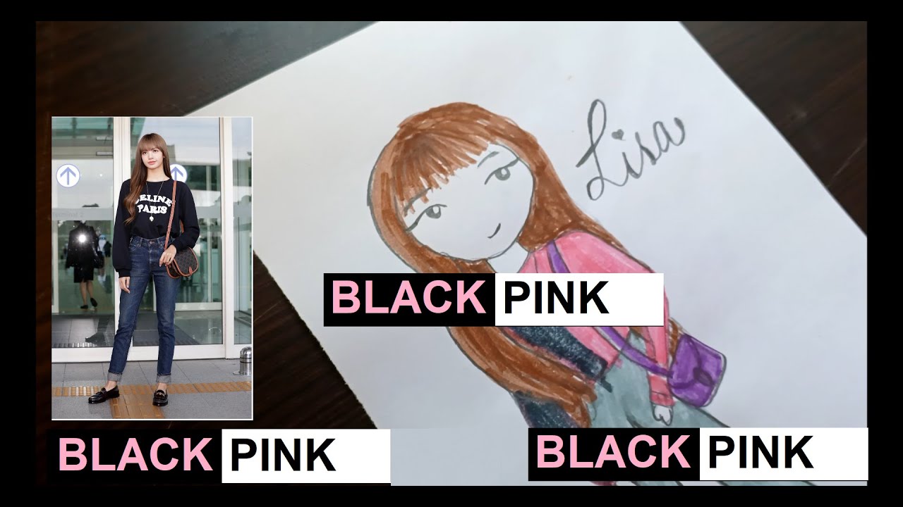 Lisa cartoon drawing | black pink | hamsini draws - YouTube