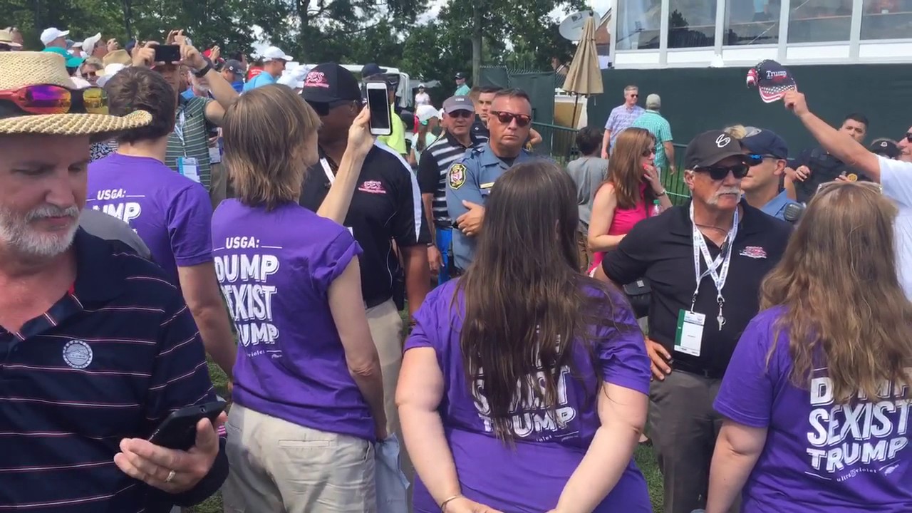 Protesters, police clash at U.S. Women's Open - YouTube