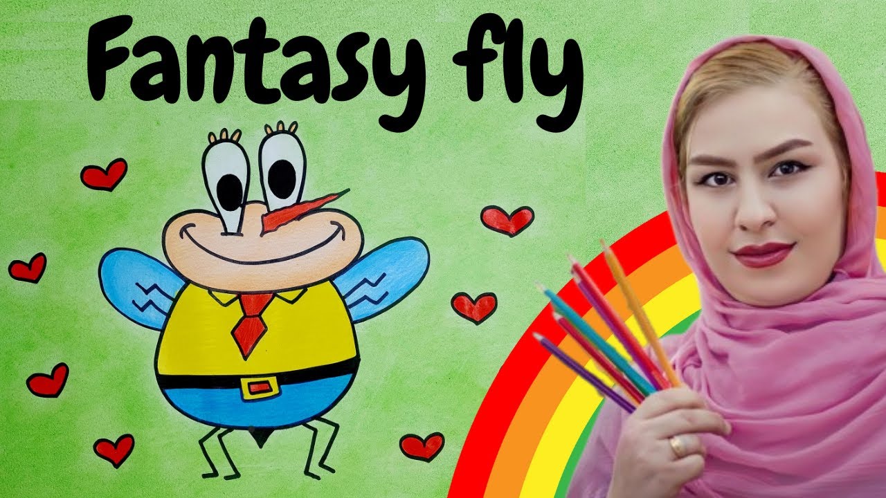 How to draw a fantasy fly? Easy fantasy fly drawing for kids less than ...