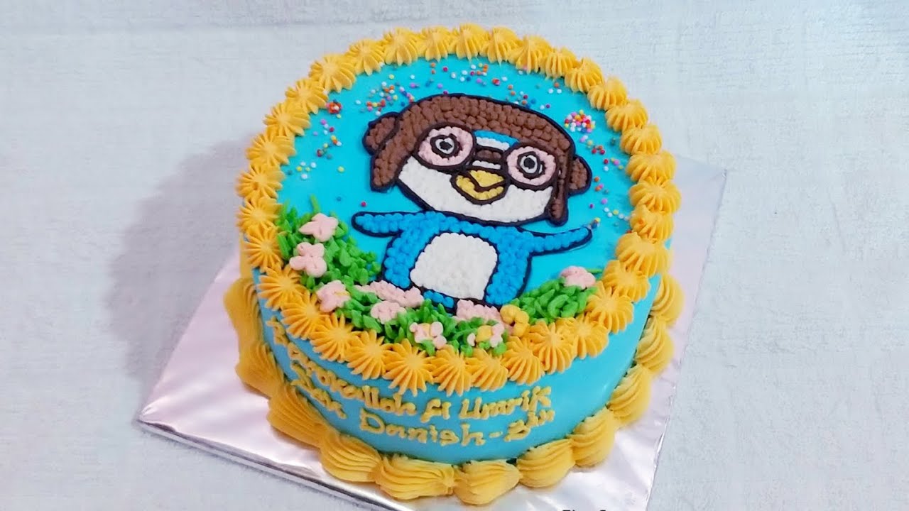 Tutorial cake gambar Pororo. cocok untuk pemula. simpel dan anti ribet - YouTube