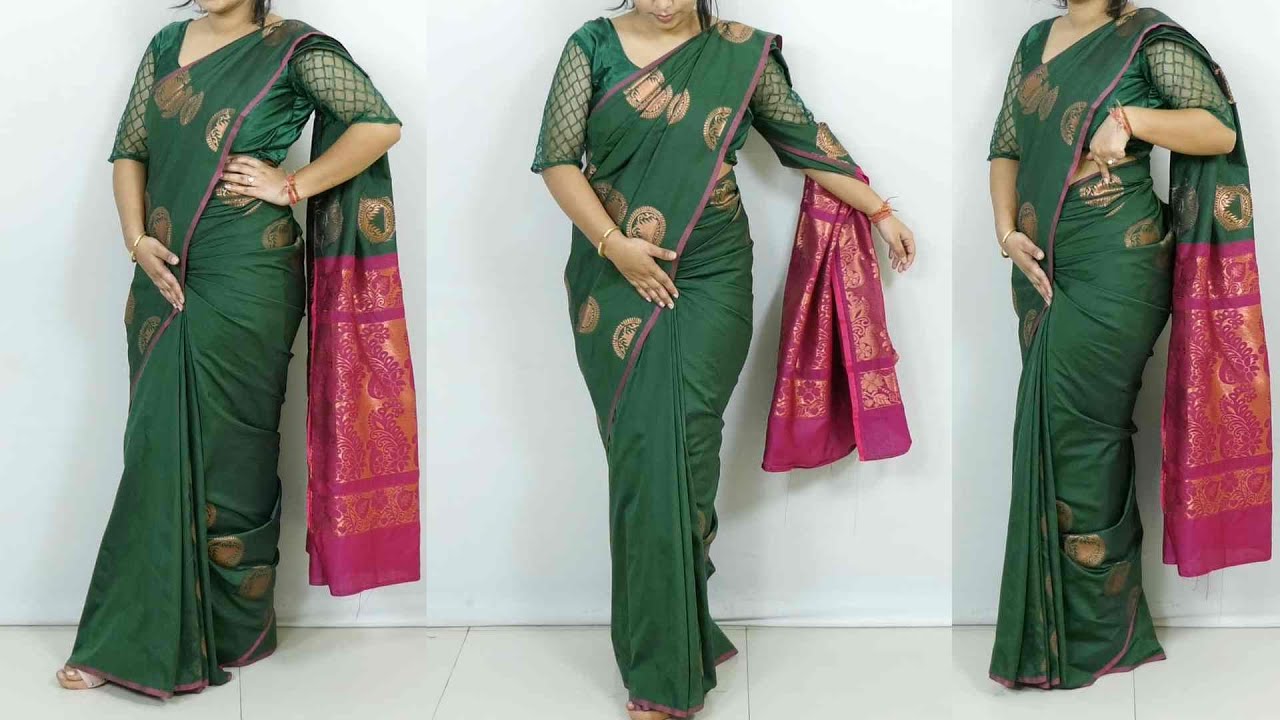 Beautiful silk saree draping for girls | easy saree draping for married ...