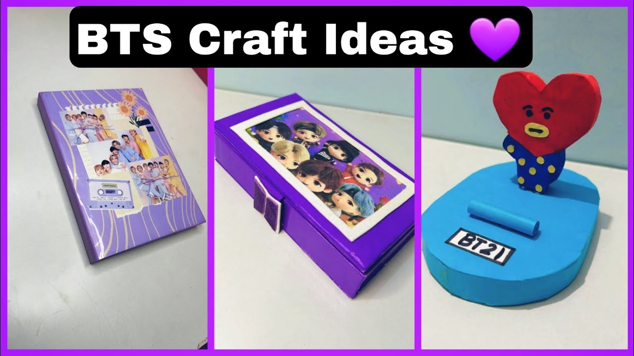 4 Amazing Bts Craft Ideas | Bts School Supplies | Paper craft 💜 - YouTube