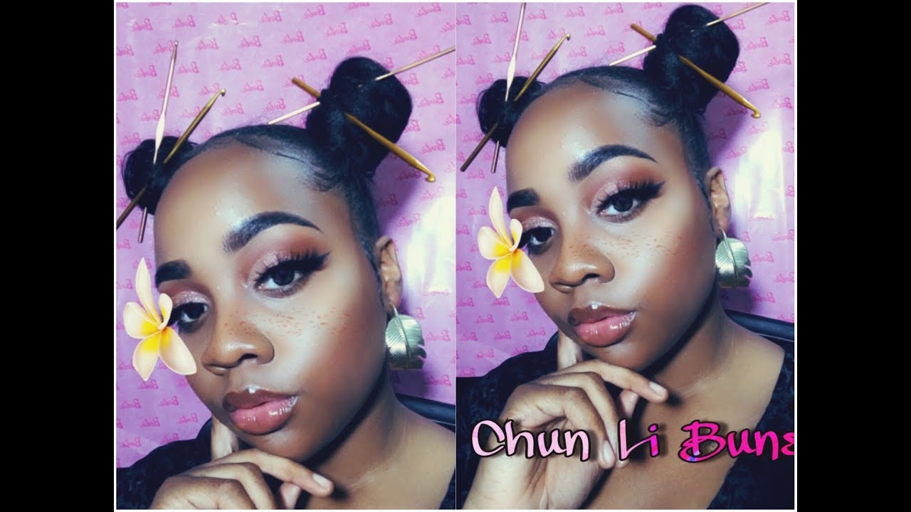 Nicki Minaj Inspired Chun Li Buns w/ Stitch Braids | Janisha Renee ...