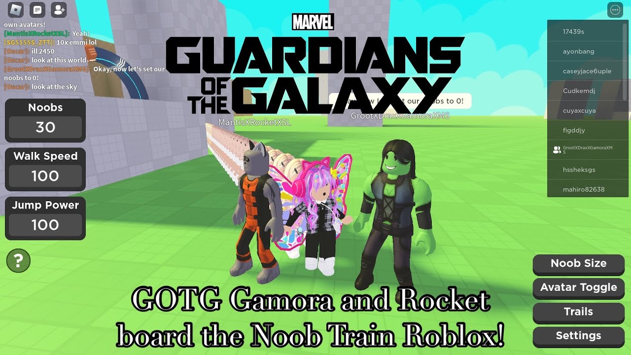 GOTG Gamora and Rocket board the Noob Train Roblox! - YouTube