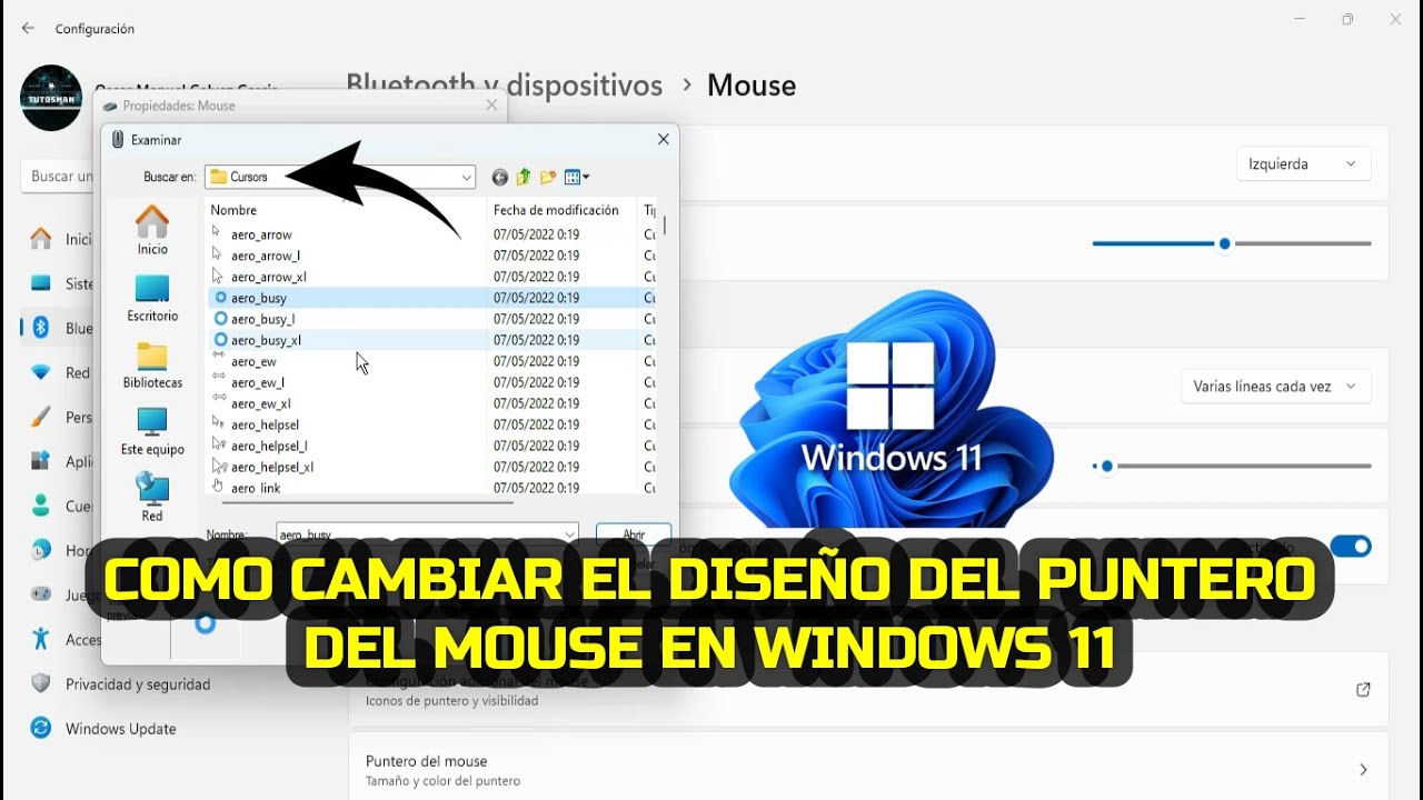 Cómo cambiar el diseño del puntero del mouse en Windows 11 - YouTube