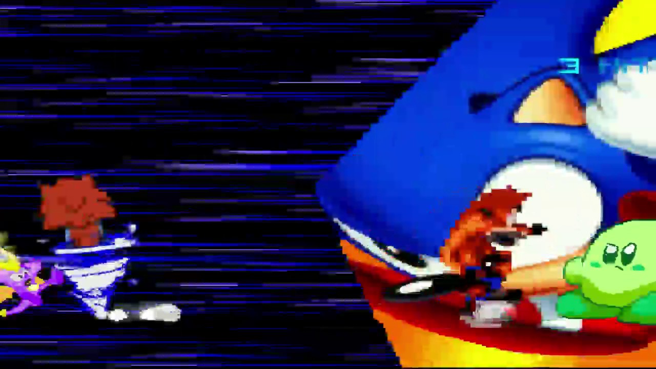 Mugen battle Spyro and Crash Bandicoot vs Sonic and Kirby - YouTube