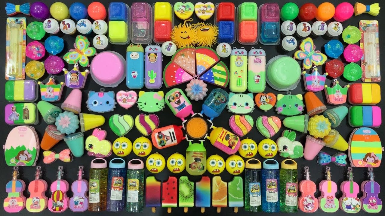 Mixing Stress Balls Into Store Bought Slime || Relaxing Slime Video ...