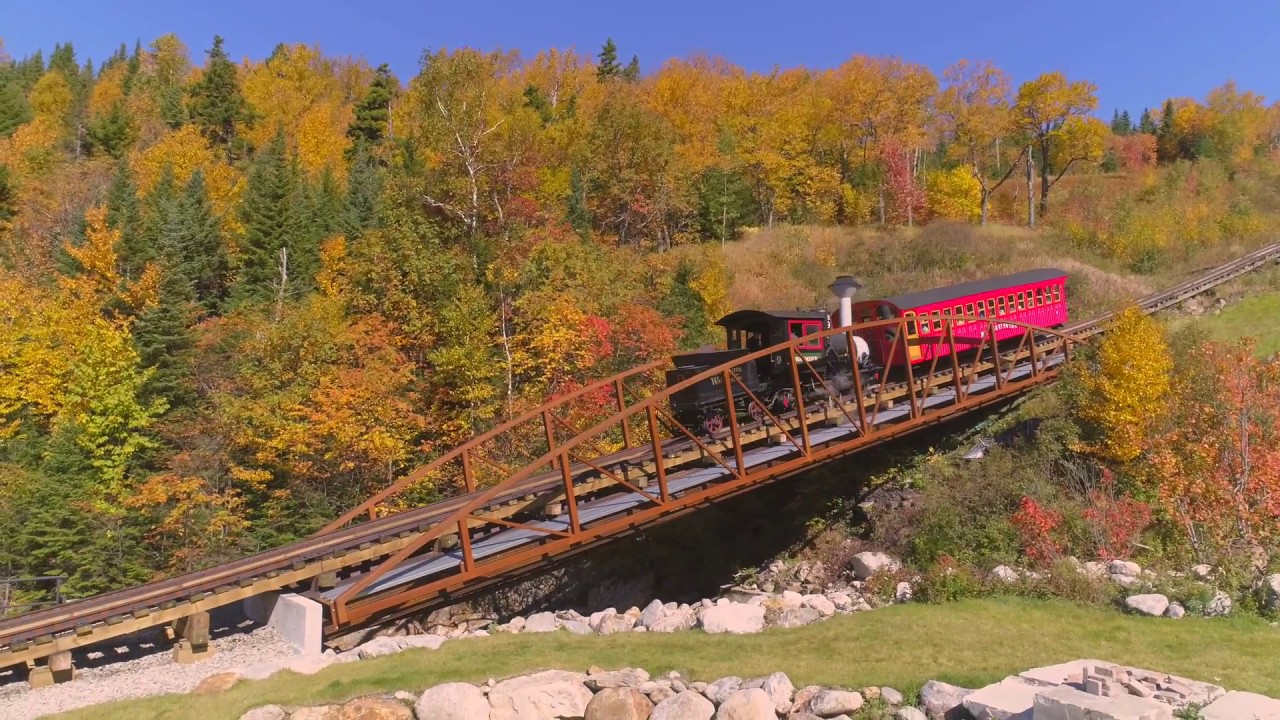 Mount Washington Cog Railway Steam Engine in the Fall - YouTube