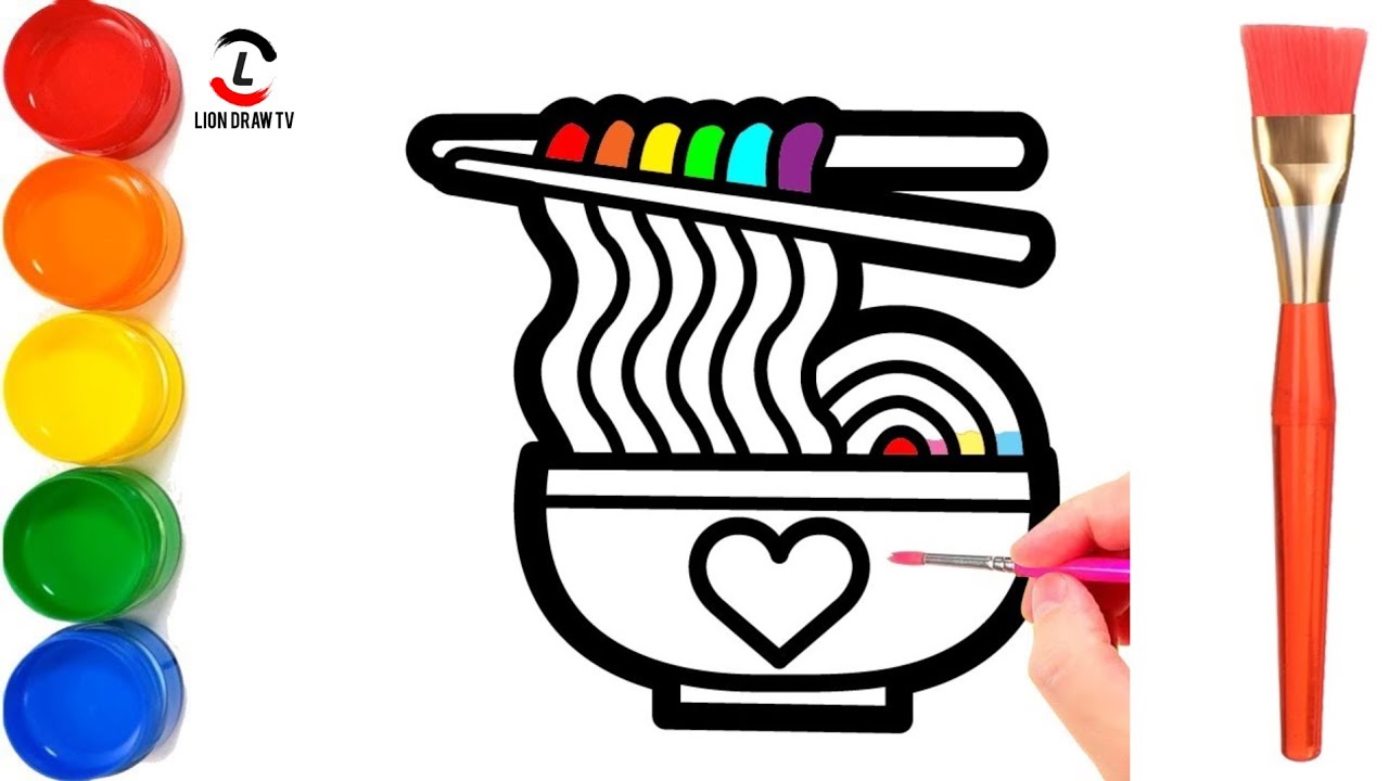 How to Draw noodle drawing, Painting and Coloring for Kids & Toddlers ...