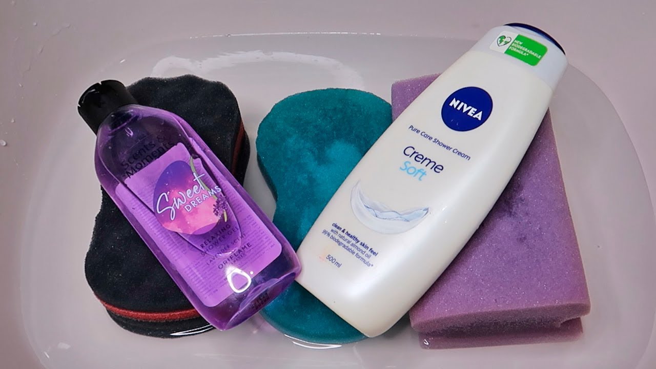 ASMR Shower Gel Sponge Squeezing Oddly Satisfying - YouTube