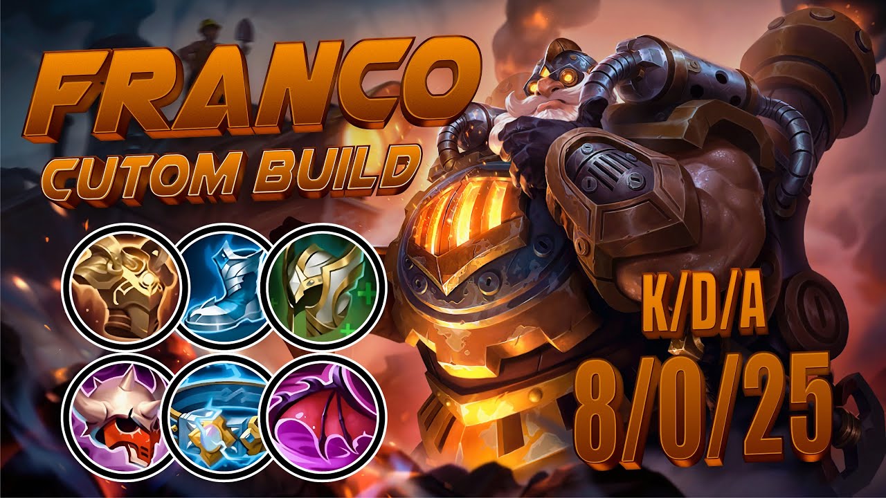 CUSTOM BUILD TOP 1 GLOBAL FRANCO MVP TANK FRANCO NO MERCY WITH HIS HOOK ...