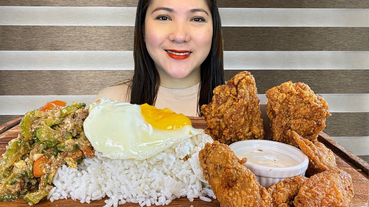 FRIED CHICKEN AT GINISANG AMPALAYA - YouTube