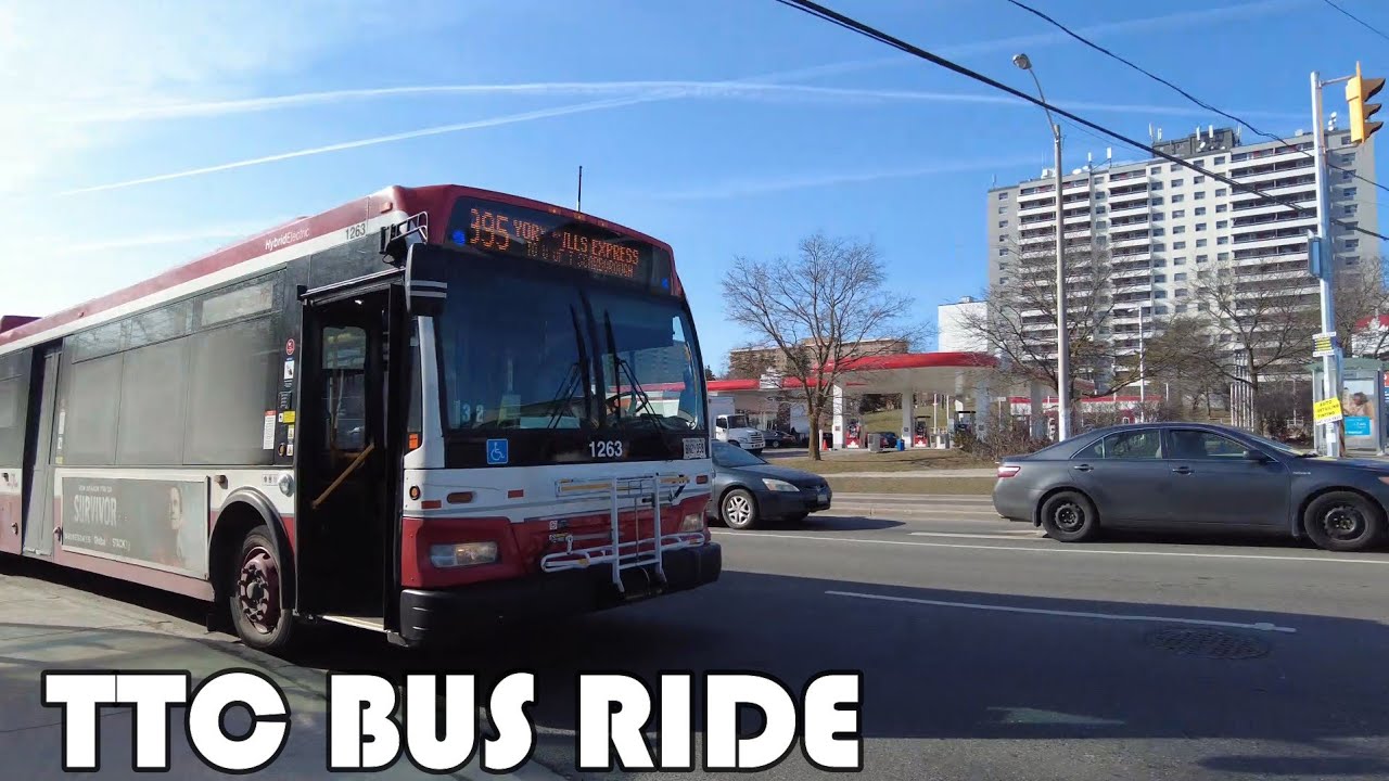 TTC 995 Express Bus Ride from York Mills Station to Centennial College ...