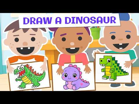 How To Draw A Dinosaur Easy! 🦖 Roys Bedoys Drawing & Coloring For Kids
