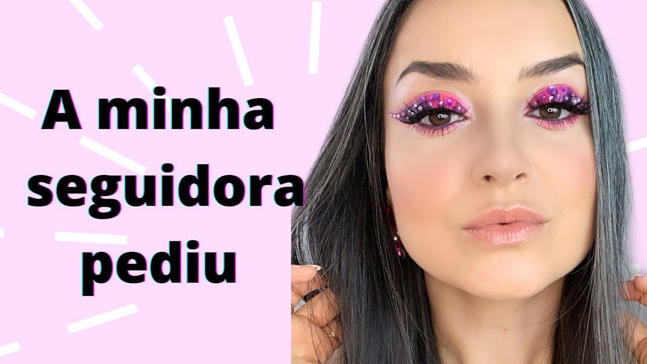 Tutorial maquiagem rosa e roxa com cristais - YouTube