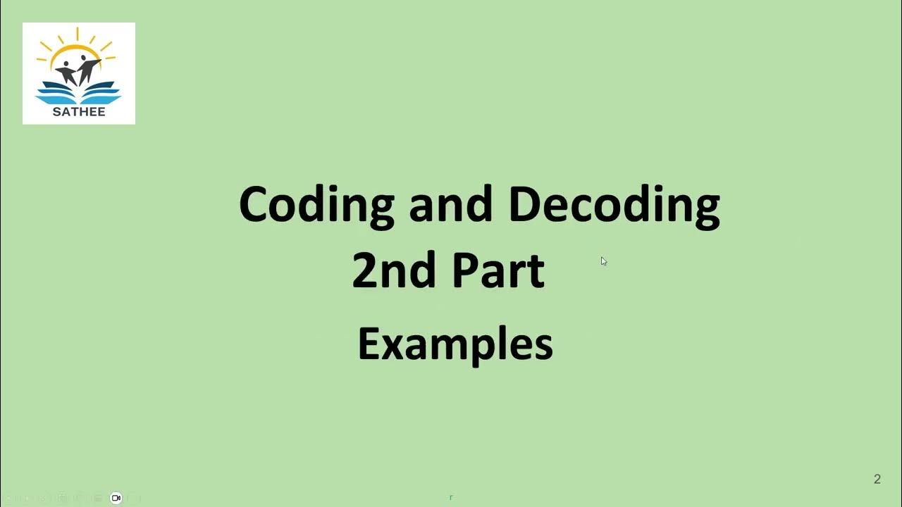 Examples of Coding and Decoding #SATHEE_SCC #swayamprabha #SCC - YouTube