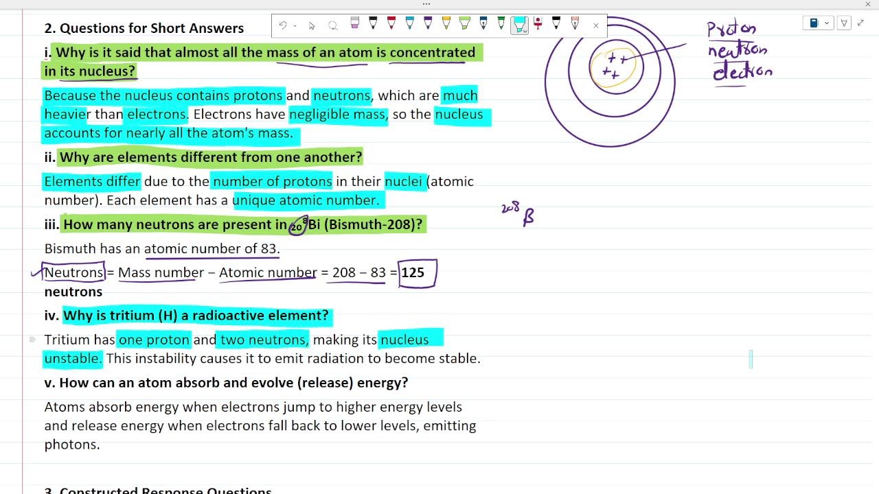 Unit 02 Structure of Atom (EXERCISE QUESTIONS) - YouTube