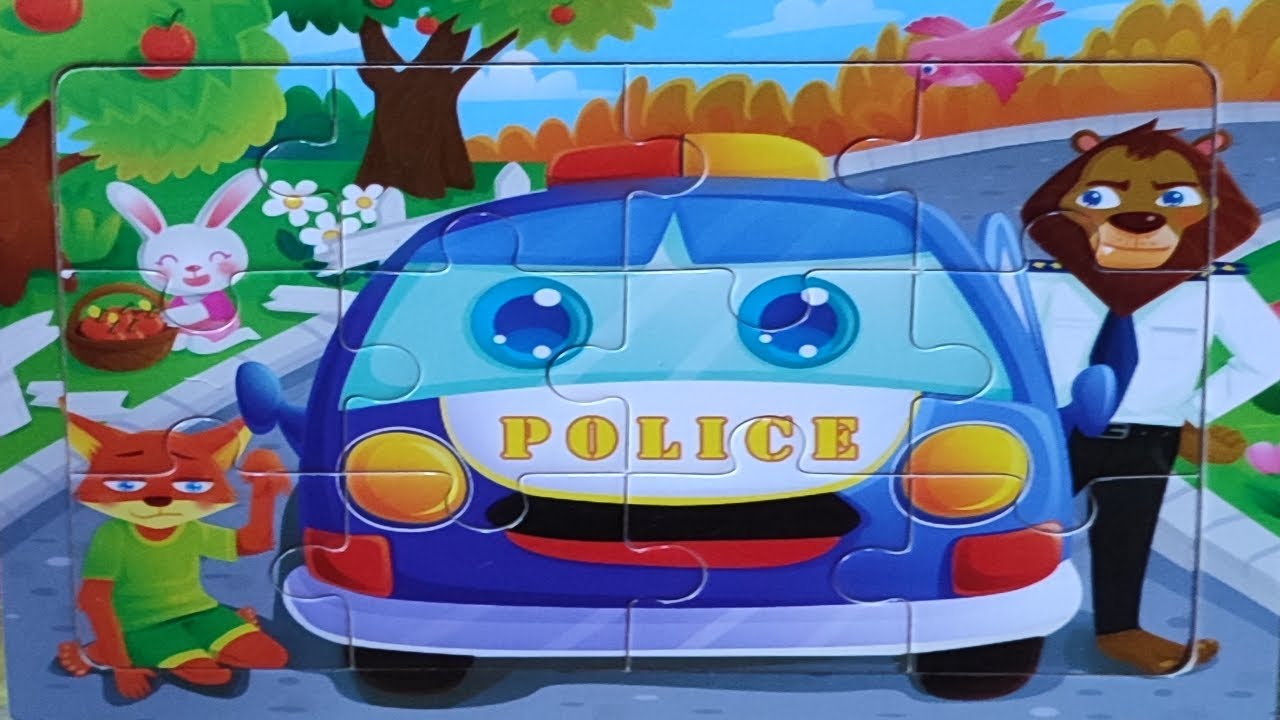 Polisi hewan, hewan patroli - Menyusun puzzle "Polisi" - YouTube