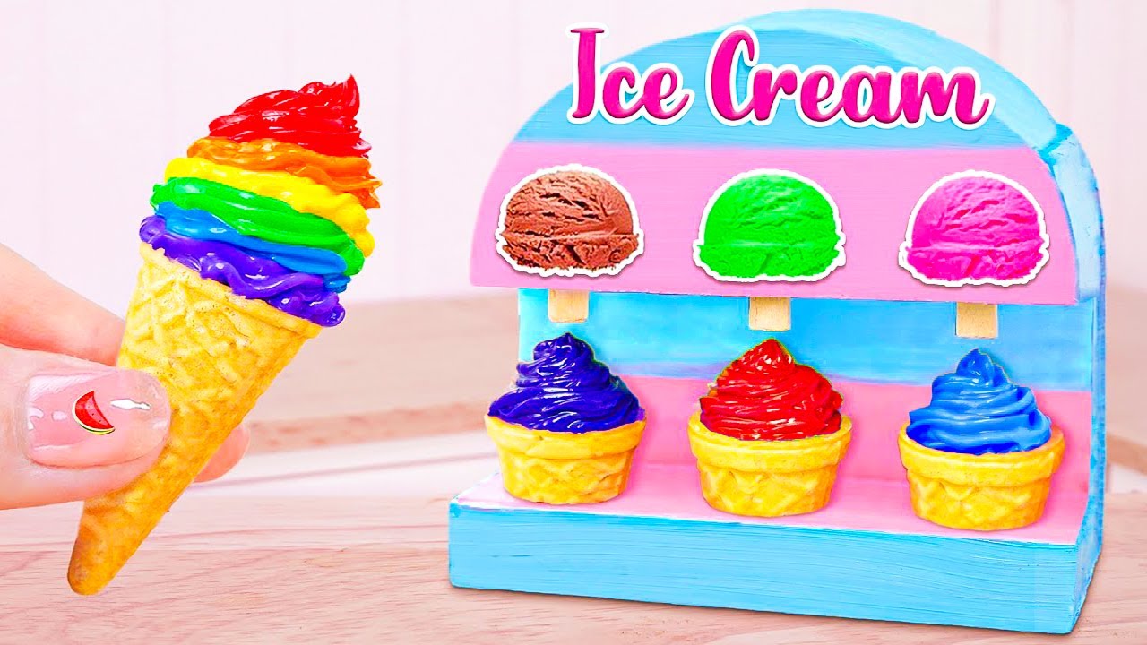 Fun rainbow ice cream decorating – mini ice cream machine tutorial for ...