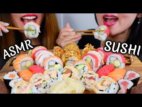 ASMR SUSHI and MAGNUM ICE CREAM 초밥 리얼사운드 먹방 寿司 सुशी | Kim&Liz ASMR
