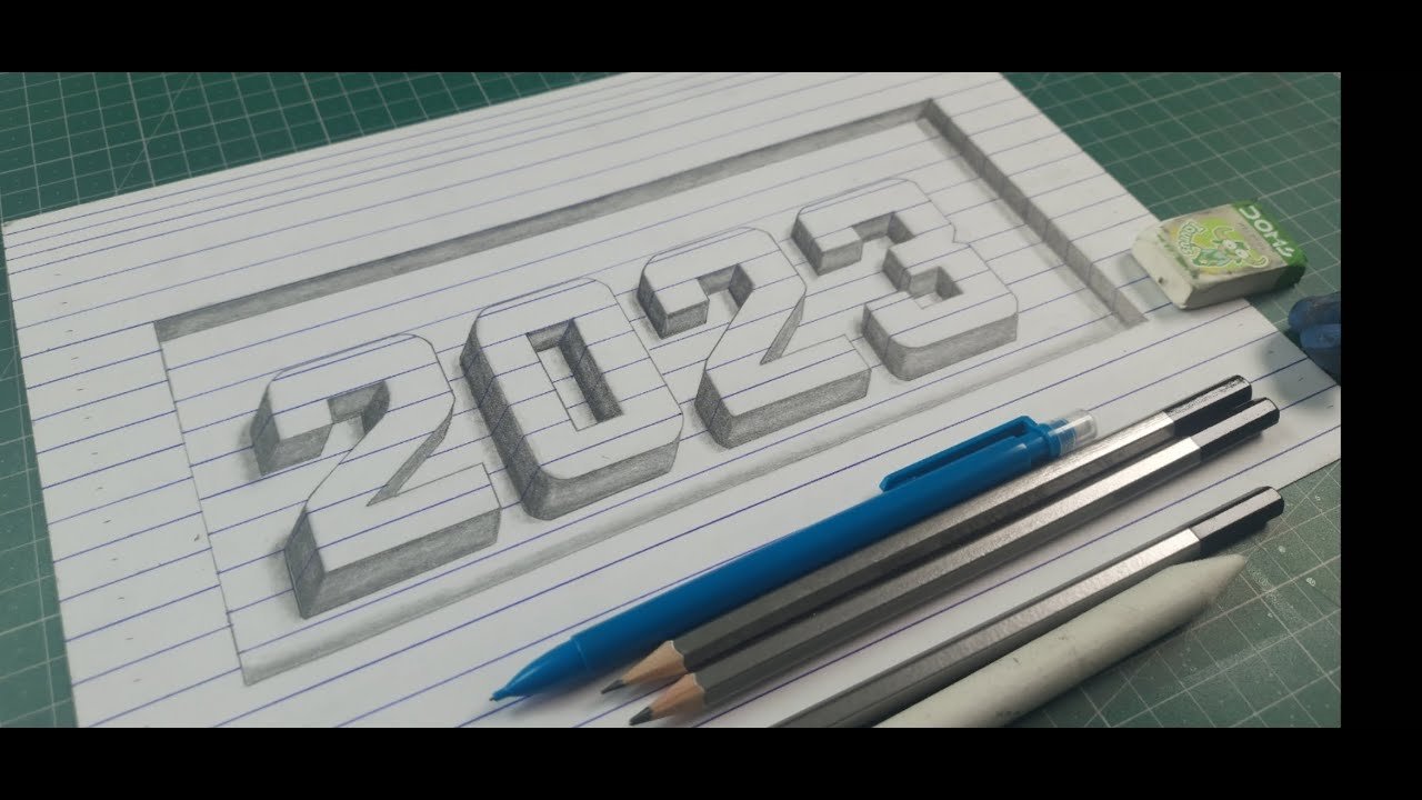 2023 3d trick art | happy new year | how to draw 4k 3d trick art on ...