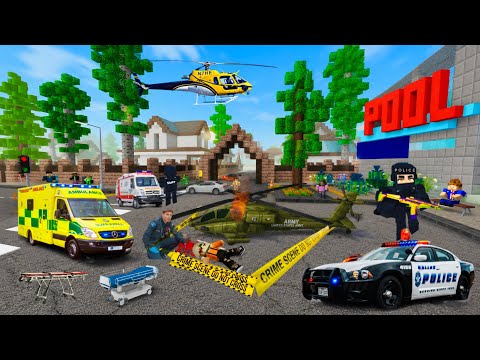 School Party Craft - SHOCKING Helicopter CRASH at the Pool! Police & Ambulance Emergency Rescue
