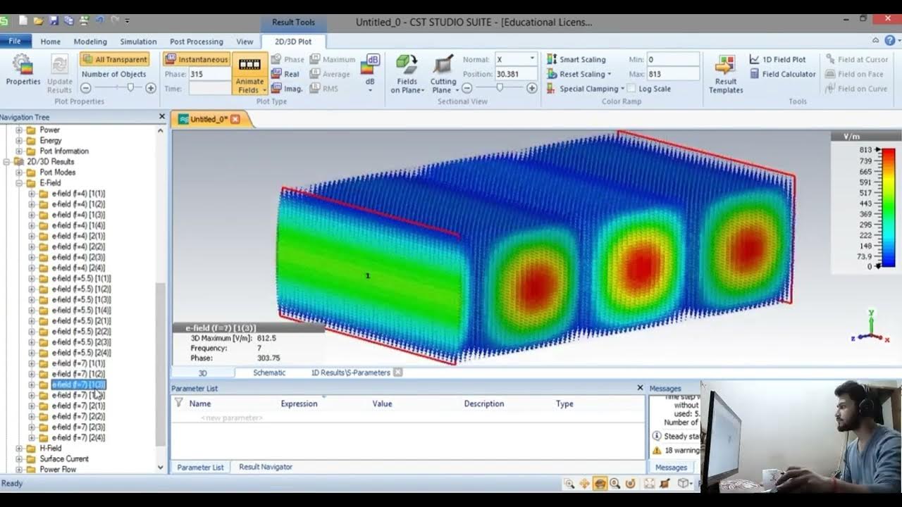 Rectangular Waveguide Design with CST E Field, H Field Modes S-parameters of surface current ...