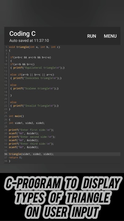 C-program to display types of triangle #beginners #cprogramming #learn - YouTube