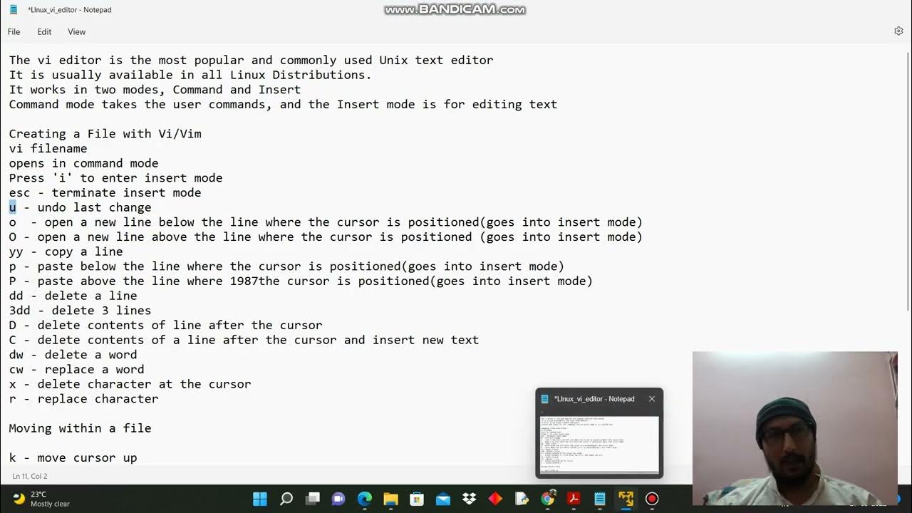 How to use 'vi' editor in Redhat Linux - part 1 - YouTube