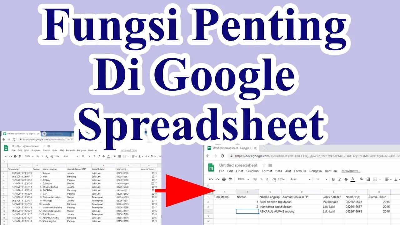 Fungsi Penting Di Google Spreadsheet - YouTube