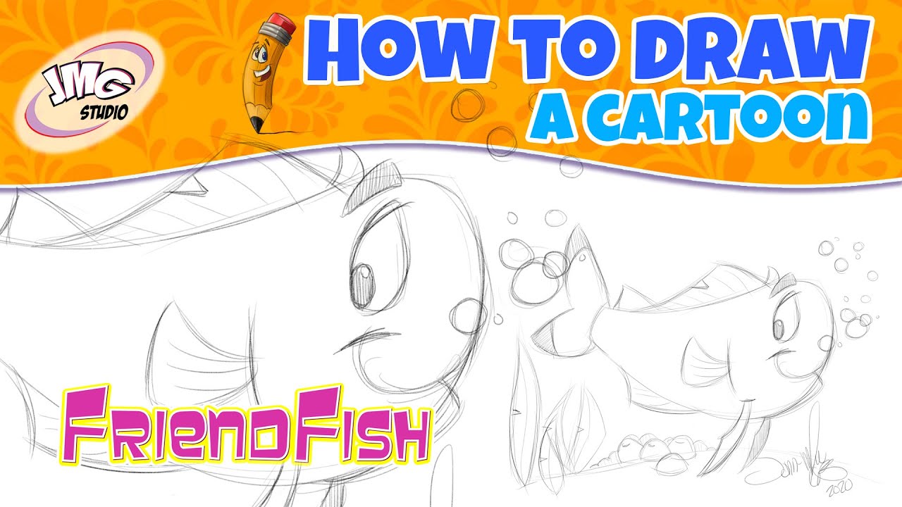 How to draw a cartoon FriendFish step by step - YouTube