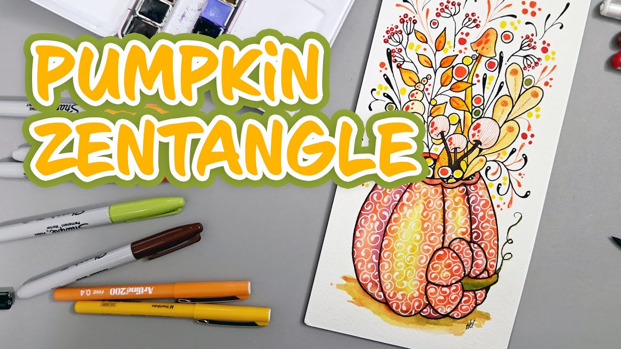 Watercolor Zentangle Pumpkin – Relaxing Fall Art 🎃🍂 - YouTube