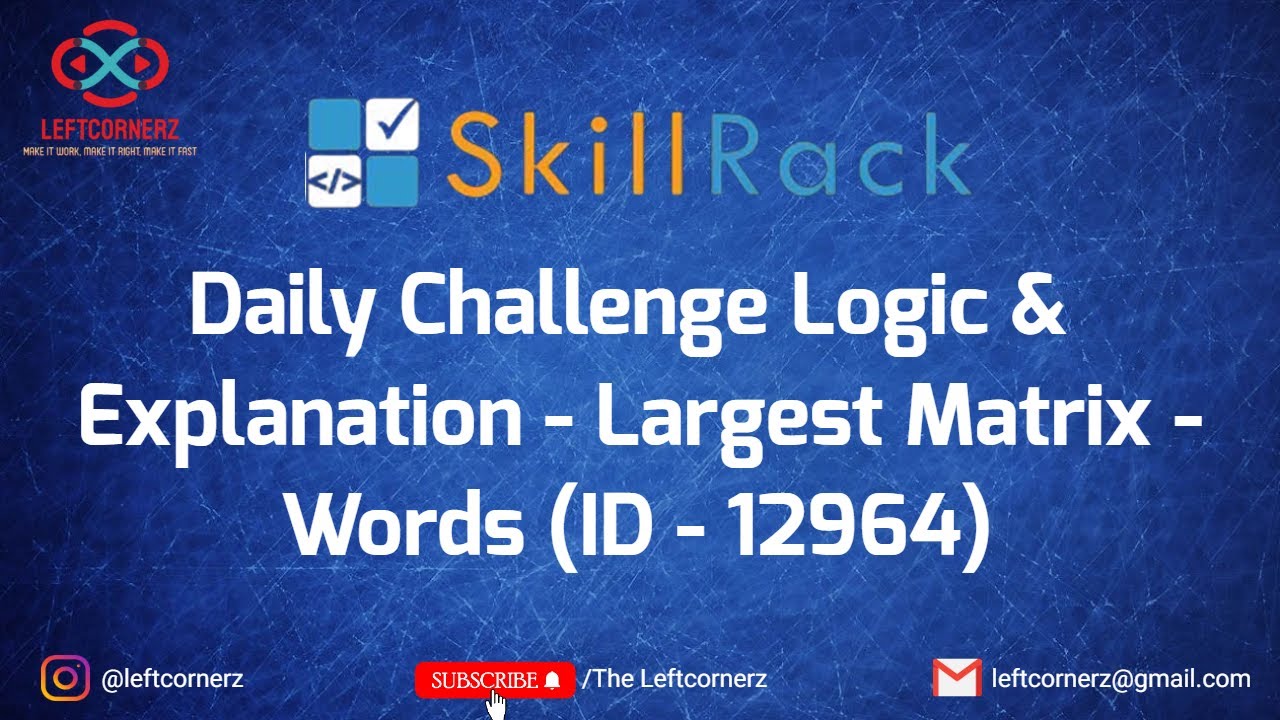 skillrack daily challenge logic and explanation - largest square matrix ...