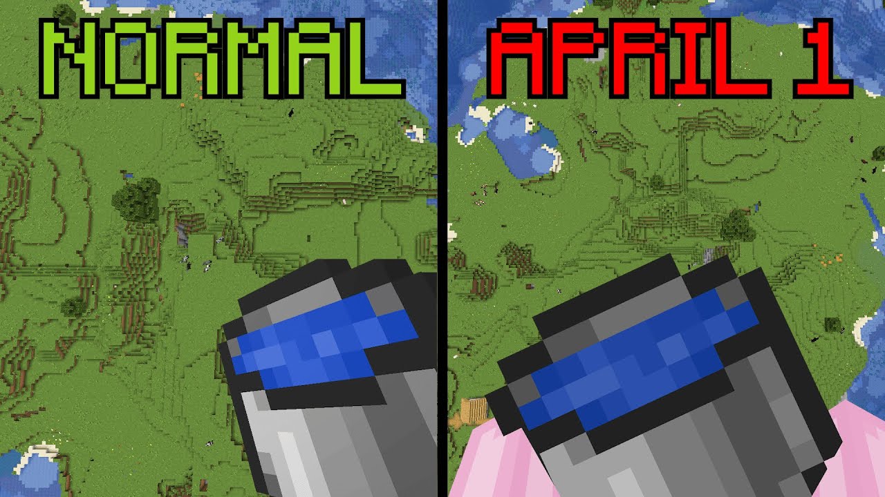 minecraft in: normal day vs april 1 (april fools) - YouTube