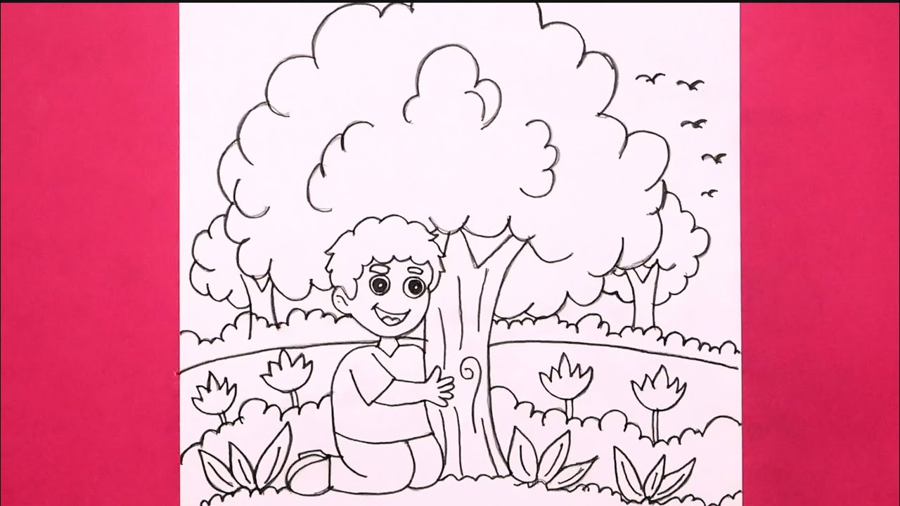 Save trees Save earth drawing | Save forest drawing - YouTube
