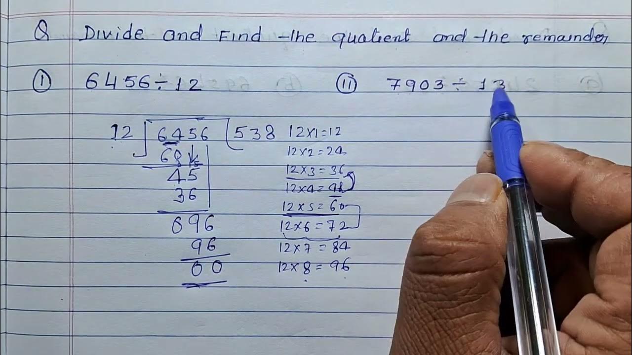 Divide and find the quotient and the remainder - YouTube